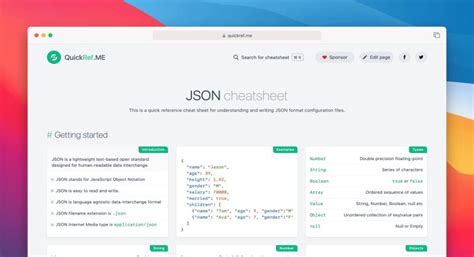 Alec Sears On Linkedin Json Cheat Sheet And Quick Reference