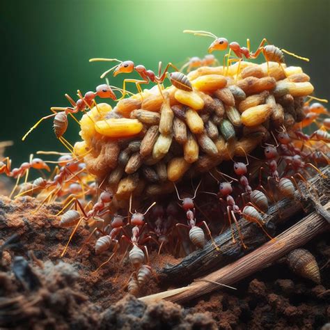 Premium Photo Ant Moving Food To Nest For Eating
