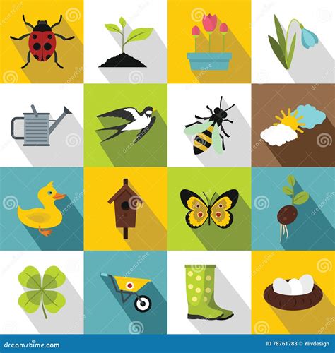 Set Of Spring Icons Cartoon Vector 39360111