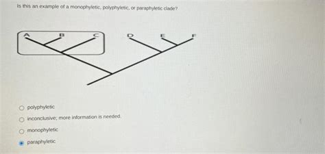 Solved Is This An Example Of A Monophyletic Polyphyletic