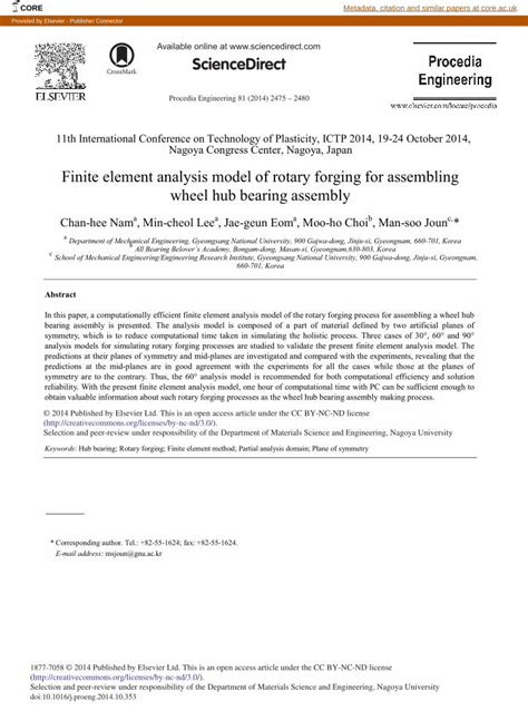 Pdf Finite Element Analysis Model Of Rotary Forging For Dokumentips