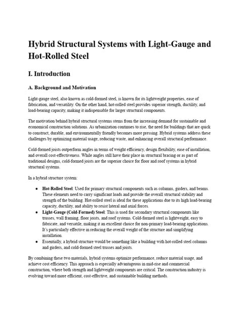 Hybrid Structural Systems With Light Gauge And Hot Rolled Steel Pdf Structural Engineering
