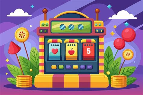A Lively Cartoon Slot Machine Sits Surrounded By Various Colorful