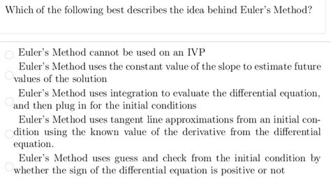 Solved Which Of The Following Best Describes The Idea Behind Chegg