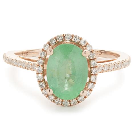 Customizable Mint Quartz And Diamond Ring 14 Karat Rose Gold For Sale
