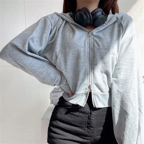 투웨이 귀염아방핏 간절기필수 툭 투웨이 스트링 무지 긴팔 오버핏 반크롭 쭈리 면 후드 집업 4col 리틀페어리 가을