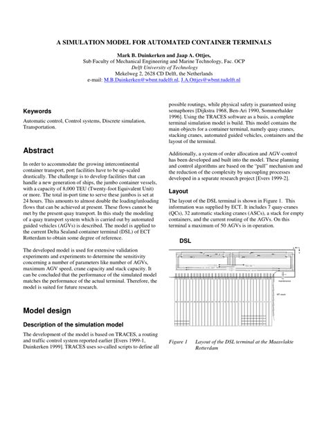 pdf a simulation model for automated container terminals