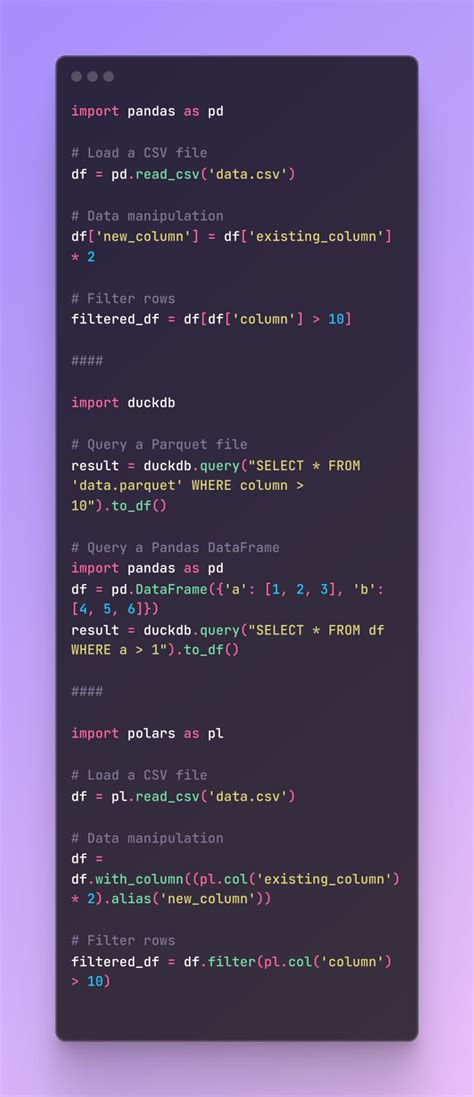 Dataengineering Datascience Bigdata Pandas Duckdb Polars