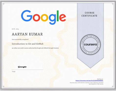 Completion Of Git And Github Certificate On Coursera Aaryan Kumar Posted On The Topic Linkedin