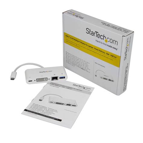 StarTech Com USB C Multiport Adapter With DVI USB Port W PD White Transparent