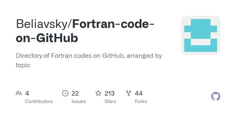 Github Beliavskyfortran Code On Github Directory Of Fortran Codes On Github Arranged By Topic