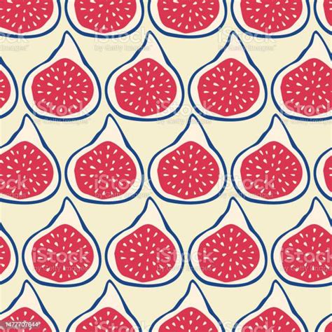 잘 익은 무화과 과일 손으로 그린 벡터 삽화는 평면 스타일입니다 화려한 여름 원활한 패턴 패브릭 또는 벽지 0명에 대한 스톡 벡터 아트 및 기타 이미지 Istock