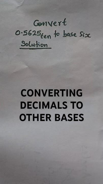 Number Bases In Decimal Conversion From Decimal To Other Bases Youtube