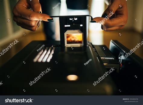 Womans Hands Setup Slide Projector Dark Stock Photo 1054365476 Shutterstock