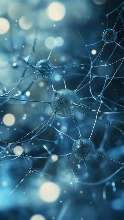 Blue Neural Network With Dynamic Connections And Glowing Nodes Stock