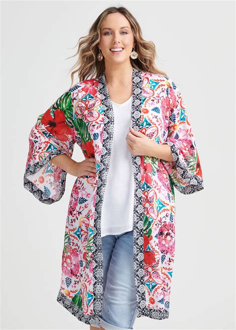 Shop Plus Size Natural Boho Kimono In Print Taking Shape Au