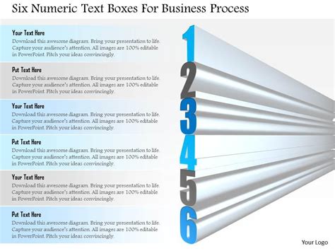 Six Numeric Text Boxes For Business Process Powerpoint Template PowerPoint Templates