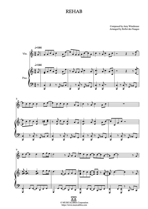 Duet 악보 에이미 와인하우스 Rehab 편곡 악보 바이올린 피아노 실내악 앙상블 Musicalibra