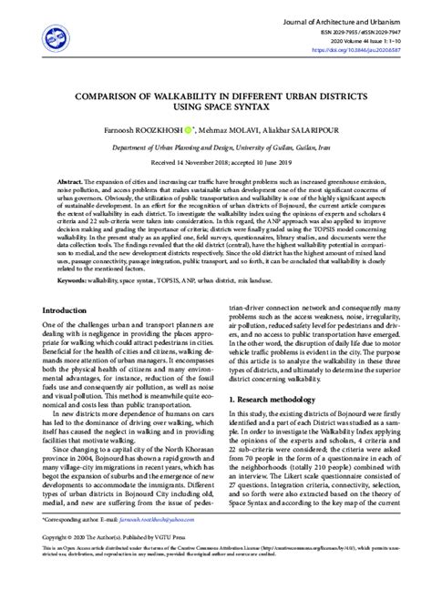 Pdf Comparison Of Walkability In Different Urban Districts Using