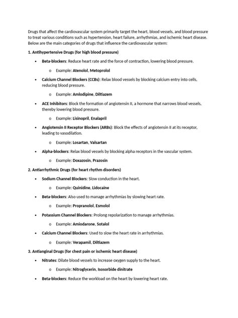 Drugs That Affect The Cardiovascular System Pdf Hypertension Myocardial Infarction