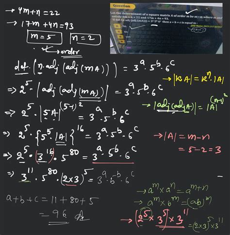 Let The Determinant Of A Square Matrix A Of Order M Be Mn Wherem And Sat