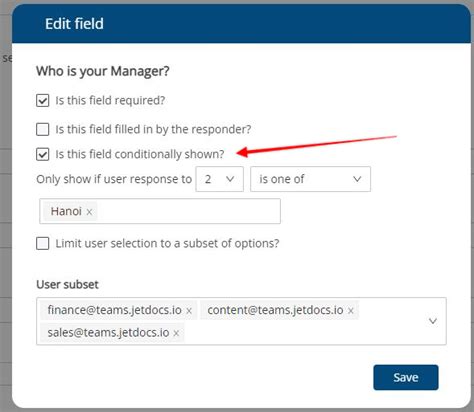 Conditional Fields Jetdocs