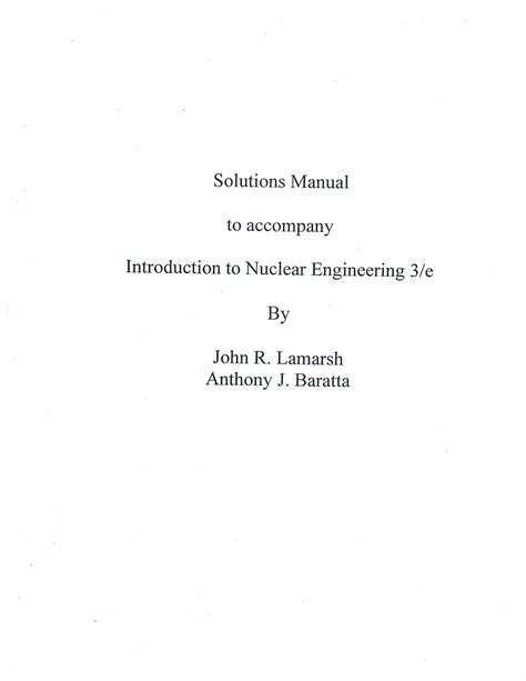 Introduction To Nuclear Engineering 3rd Edition Lamarsh Solutions