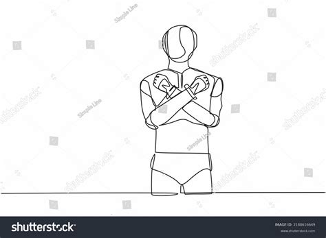 Single Continuous Line Drawing Robot Standing Stock Vector Royalty Free 2188616649 Shutterstock