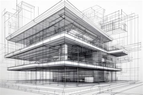 Architectural Concept Sketch Of Modern Building Abstract Sketch Of A