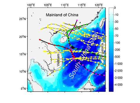 Bathymetry Of The South China Sea Unit In M The Position Of Download Scientific Diagram