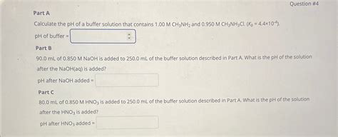 Solved Question Part ACalculate The PH Of A Buffer Chegg Com