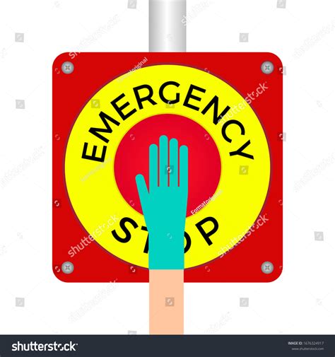 Emergency Stop Push Button Vector Illustration Stock Vector Royalty Free 1676324917 Shutterstock