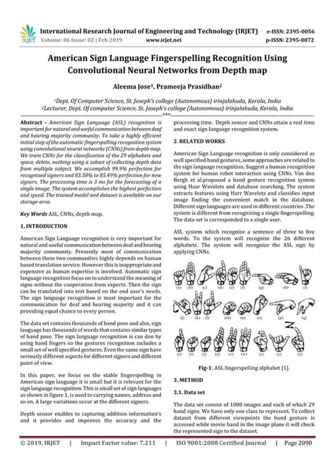 IRJET American Sign Language Fingerspelling Recognition Using