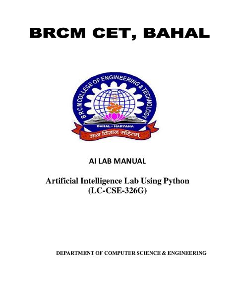 Ai Lab Manual Python Experiments For Cse N64007 Studocu