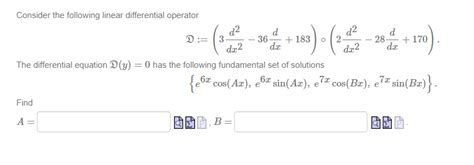 Solved Consider The Following Linear Differential Operator Chegg