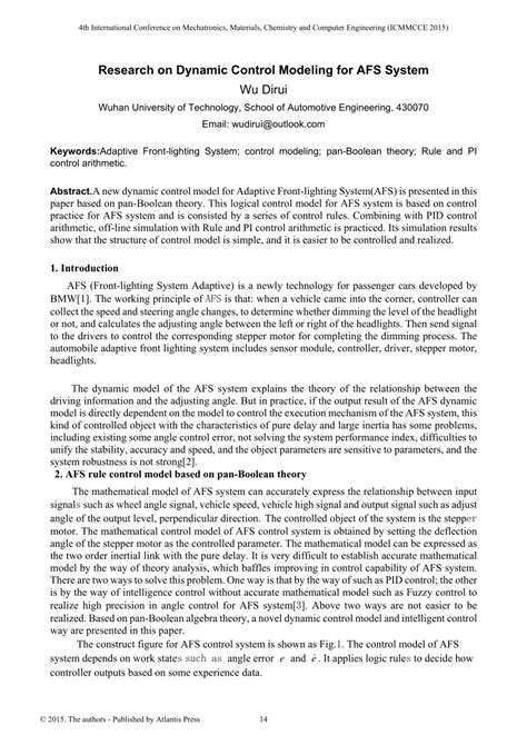 Pdf Research On Dynamic Control Modeling For Afs System