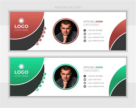 기업 이메일 서명 디자인 또는 개인 소셜 미디어 커버 디자인 템플릿 프리미엄 벡터