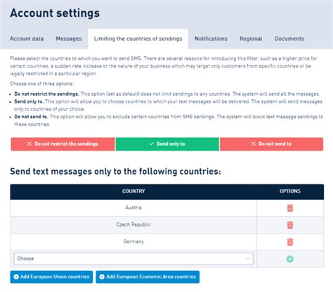 new function in the customer portal country filtering smsapi blog