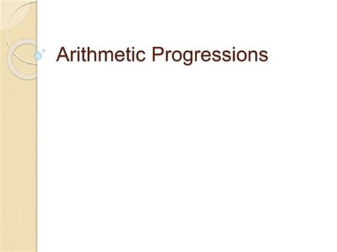 Arithmetic Progressions Pptx