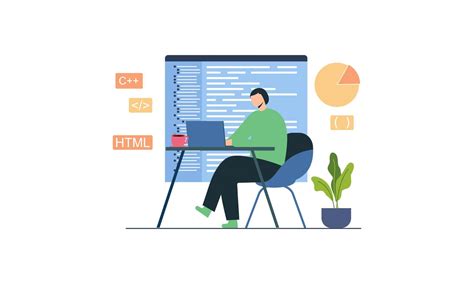 Man Programmer Is Working On His Laptop Coding And Programming