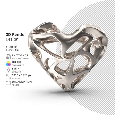 Premium Psd Love Heart 3d Modeling Psd File Realistic