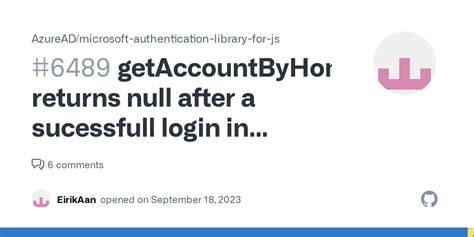 Getaccountbyhomeid Returns Null After A Sucessfull Login In Outlook