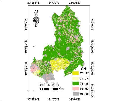 Spatial Distribution For The Values Of The Curve Number Download