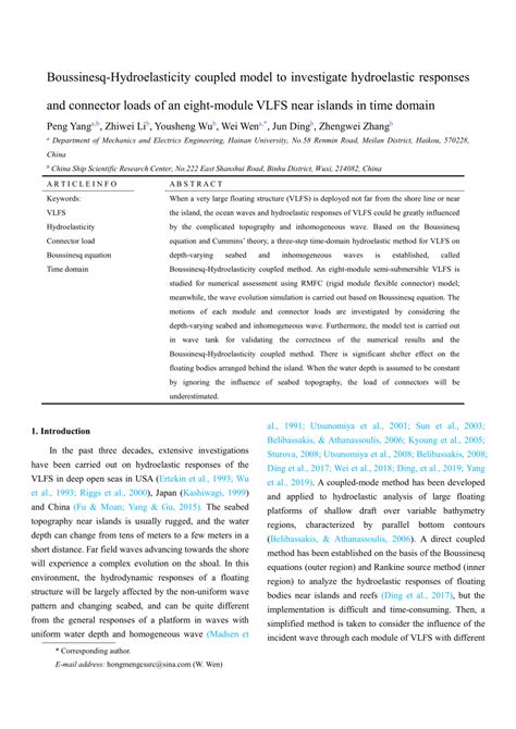 Pdf Boussinesq Hydroelasticity Coupled Model To Investigate