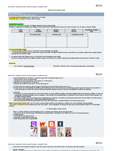 Adaptive Teaching Guide Template Download Free Pdf Genre Poetry