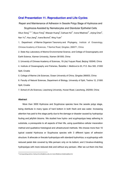 Pdf Repair And Maintenance Of Adhesion In Sessile Polyp Stage Of