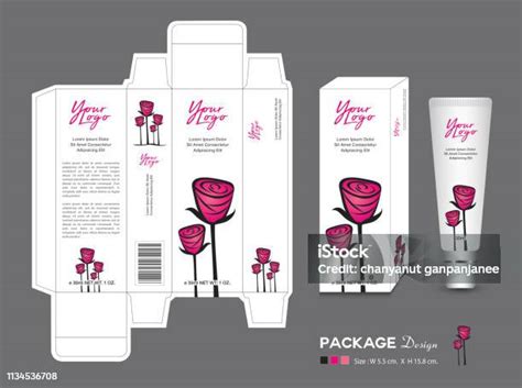뷰티 패키징 템플릿 3d 박스 화장품 제품 디자인 장미 포장 건강 제품 크림 레이아웃 신선한 생태 자연 상자 바디 케어 스파