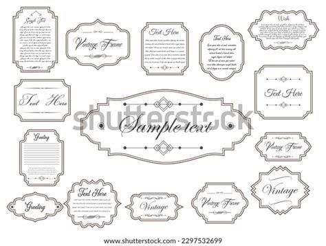 set simple line frames double stroke stock vector royalty free