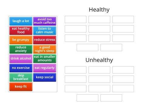 B4 4c Healthy Unhealthy Habits Group Sort