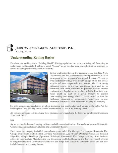 Understanding Zoning Basics Baumgarten Architecture John Baumgarten
